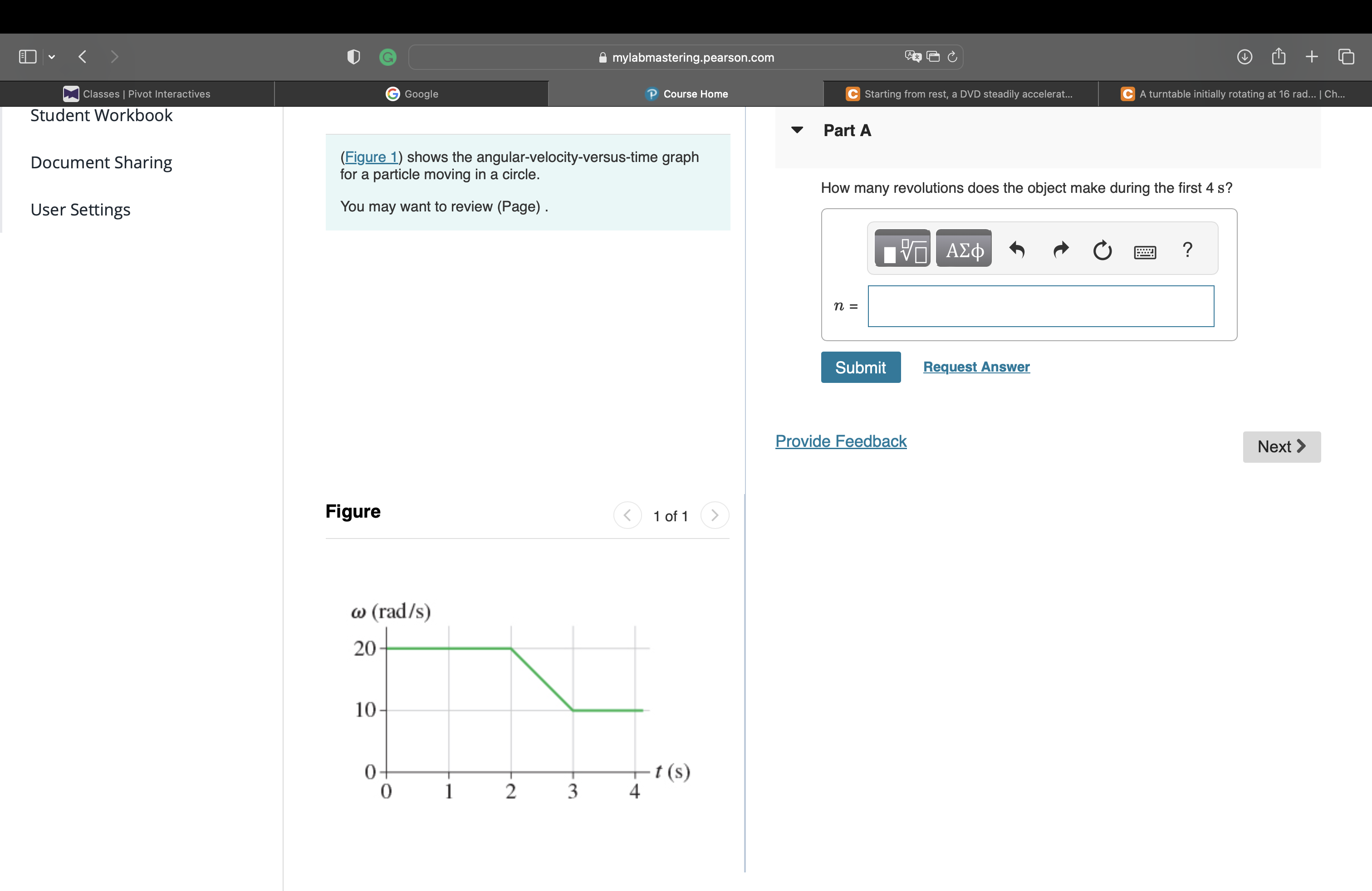 Solved (Figure 1) shows the angular-velocity-versus-time | Chegg.com