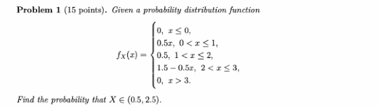Solved Problem 1 (15 points). Given a probability | Chegg.com