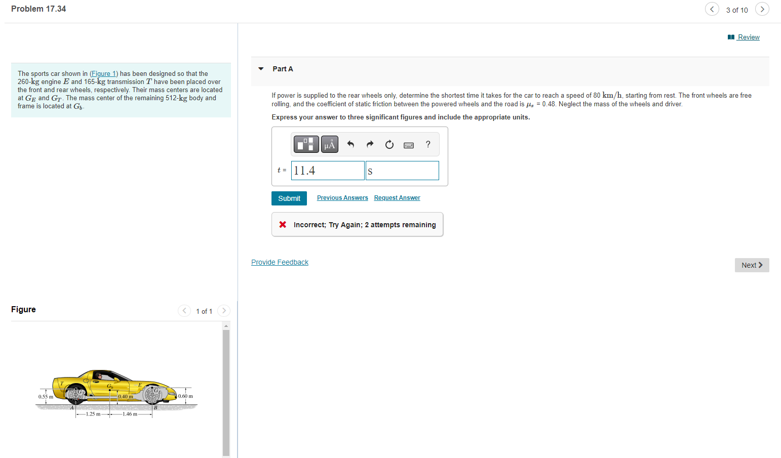 Solved × Incorrect; Try Again; 2 attempts remaining | Chegg.com