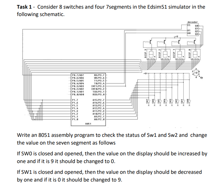 Solved Task 1 - Consider 8 switches and four 7segments in | Chegg.com