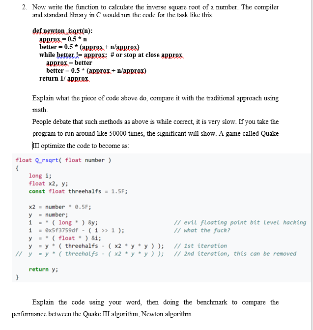 2. Now write the function to calculate the inverse | Chegg.com