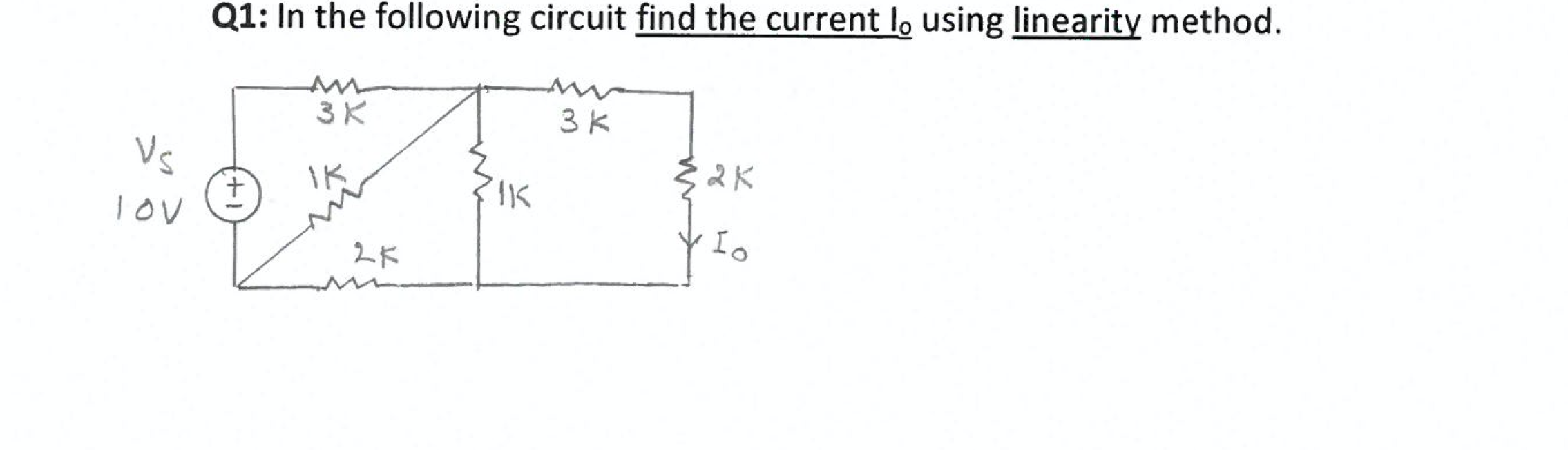 Solved Q1: In the following circuit find the current lo | Chegg.com