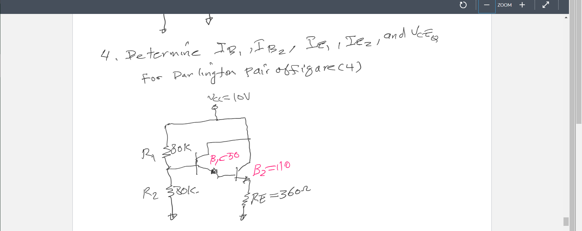 Solved 4. Determine IB1,IB2,IC1,Ie2, and VCEQ For Darlington | Chegg.com
