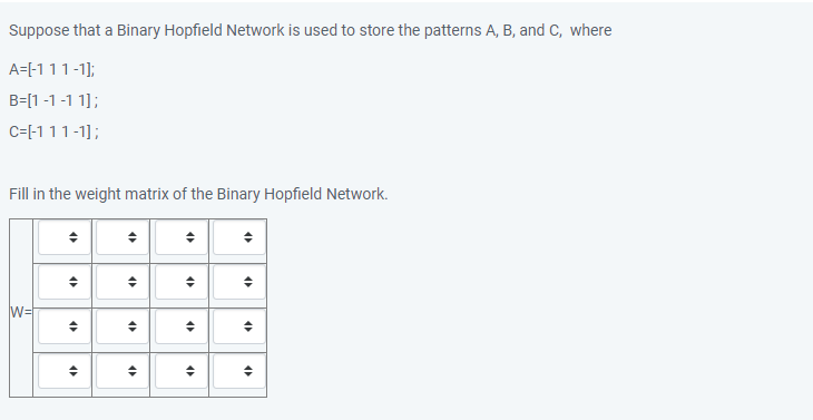 Solved Suppose that a Binary Hopfield Network is used to | Chegg.com
