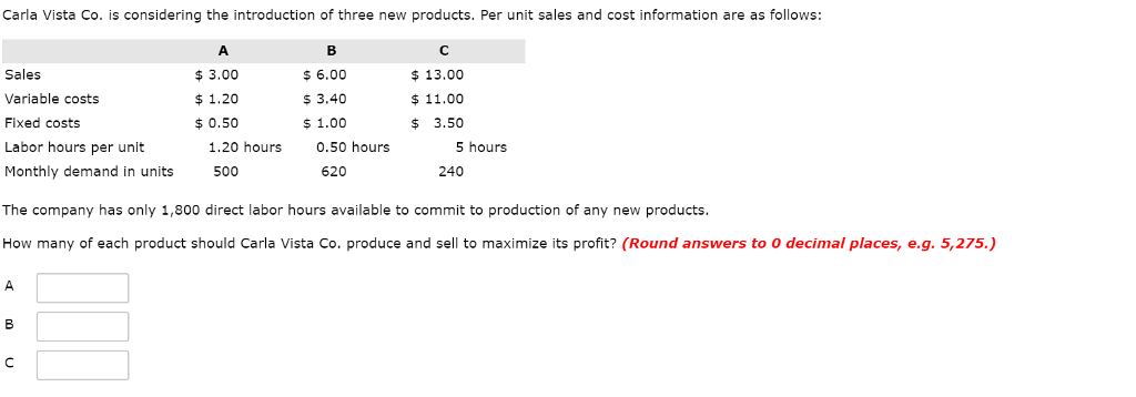 Solved Carla Vista Co. is considering the introduction of | Chegg.com