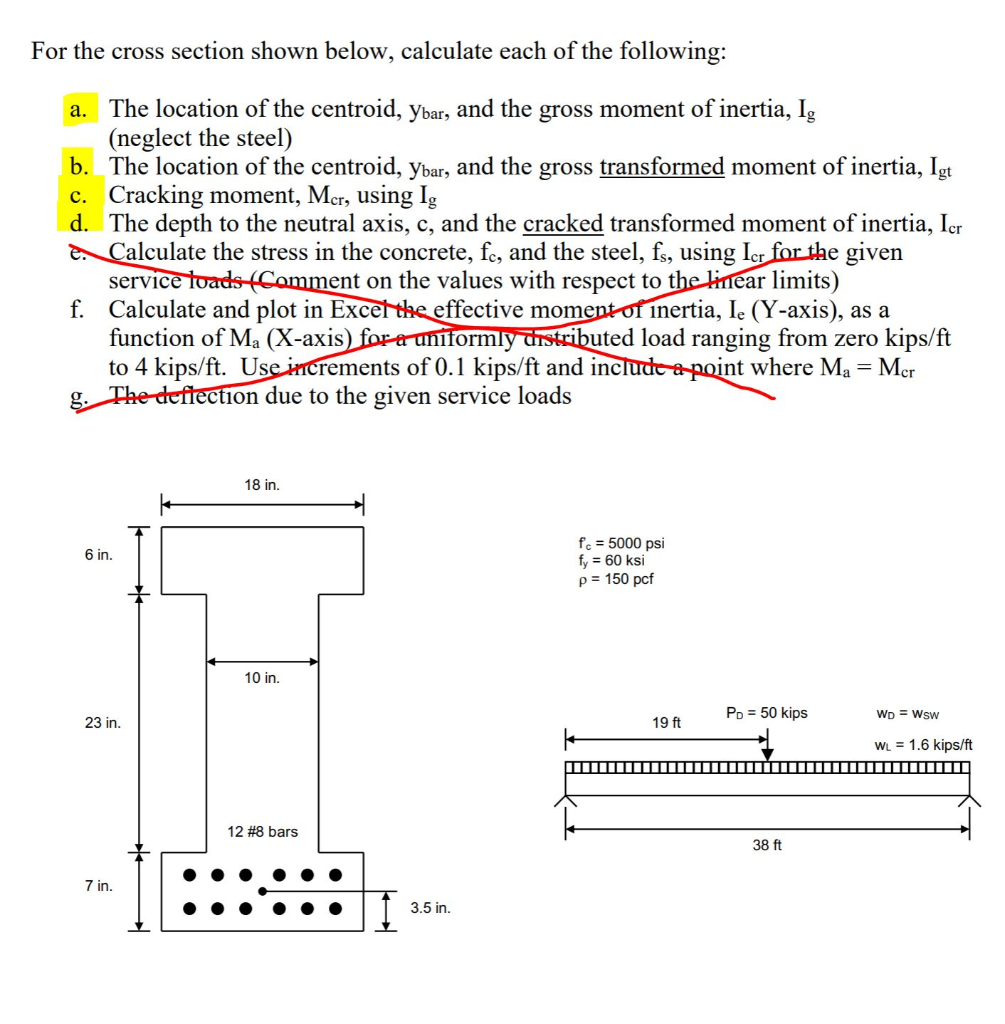 Solved For the cross section shown below, calculate each of | Chegg.com