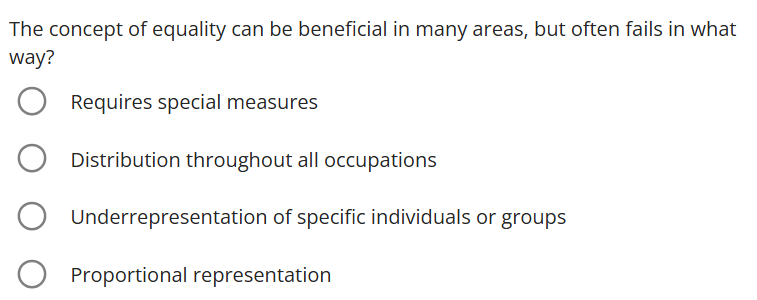 Solved The concept of equality can be beneficial in many | Chegg.com