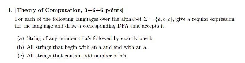 Solved 1 Theory Of Computation 3 6 6 Points For Each Of