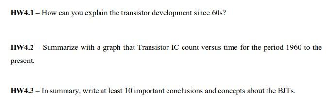 Solved HW4.1 - How can you explain the transistor | Chegg.com