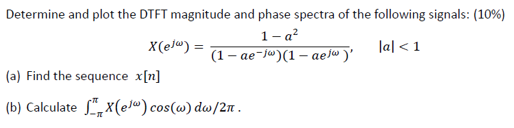 Solved I also need help with the magnitude and phase spectra | Chegg.com