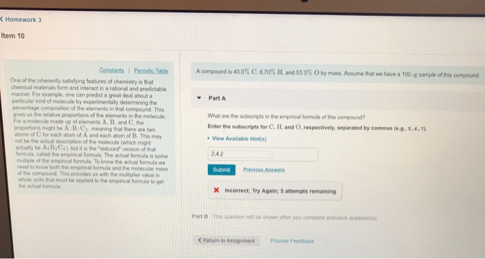 Solved C Homework 3 Item 10 A Compound Is 40 0 C 670 H Chegg