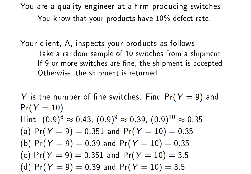 Solved You are a quality engineer at a firm producing | Chegg.com