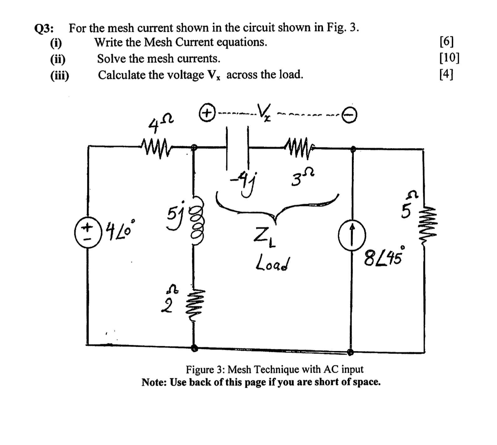 Solved Q3: For the mesh current shown in the circuit shown | Chegg.com