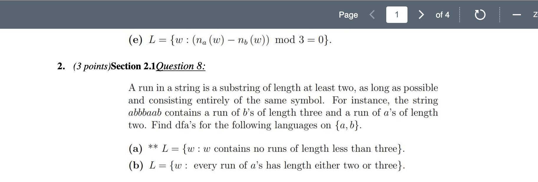 Solved Find dfa’s for the following languages ∑ = {a, b} for | Chegg.com