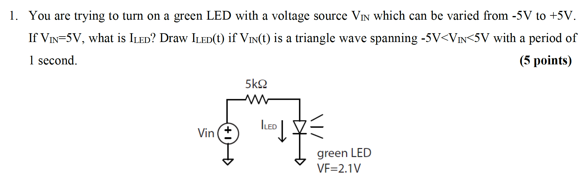Solved 1. You are trying to turn on a green LED with a | Chegg.com