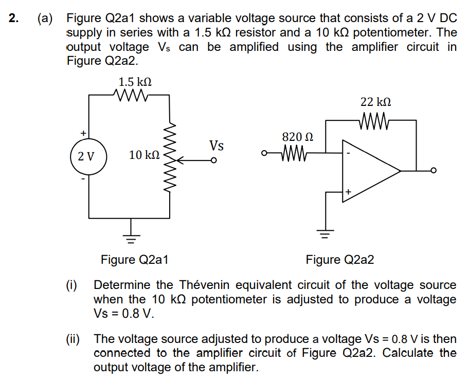 Solved 2. (a) Figure Q2a1 shows a variable voltage source | Chegg.com