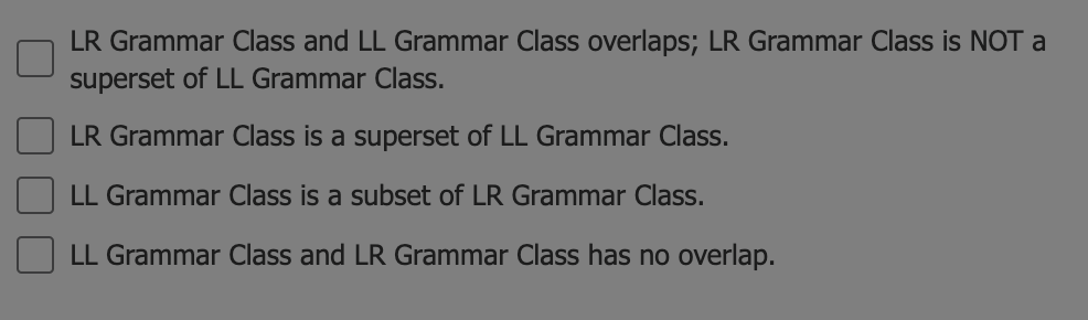 Solved What is the relationship of LL Grammar Class and | Chegg.com
