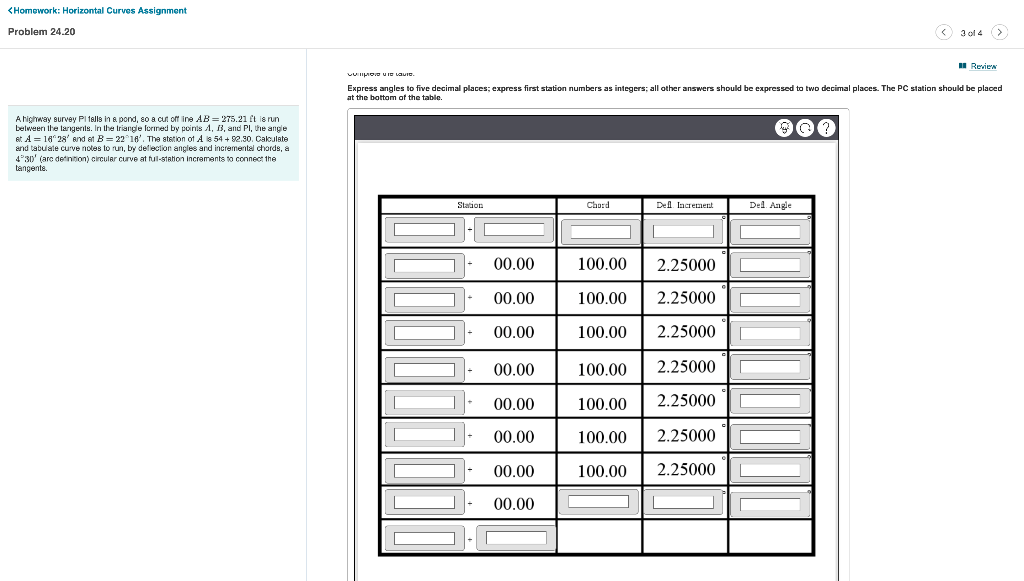 Solved Calculate the degree of curvature. A highway survey | Chegg.com