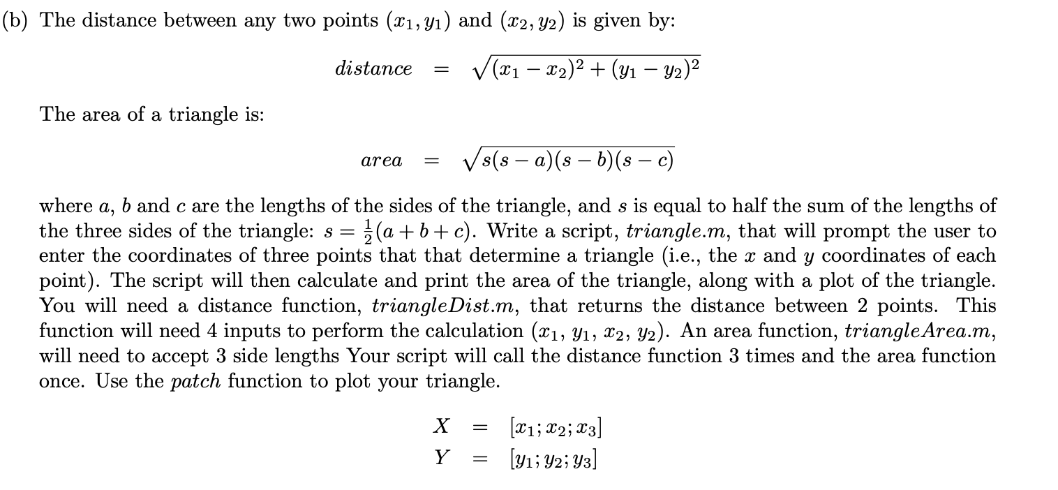 Solved (b) The distance between any two points (x1, yı) and | Chegg.com