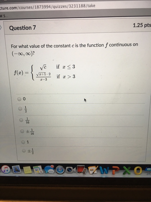 Solved For what value of the constant c is the function f | Chegg.com