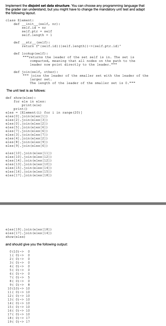 Solved Implement the disjoint set data structure. You can | Chegg.com