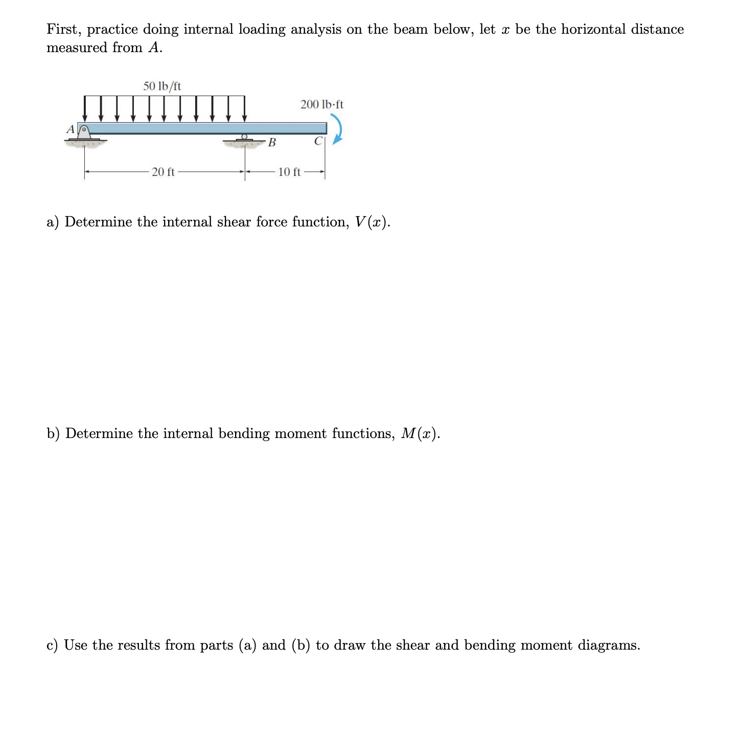 Solved First, practice doing internal loading analysis on | Chegg.com