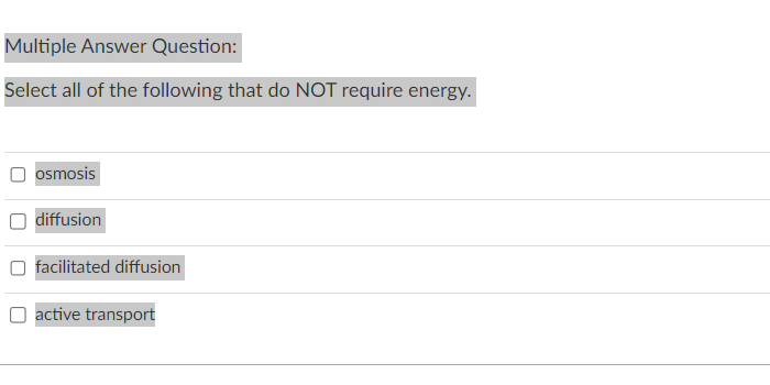 Solved Multiple Answer Question:Select all of the following | Chegg.com
