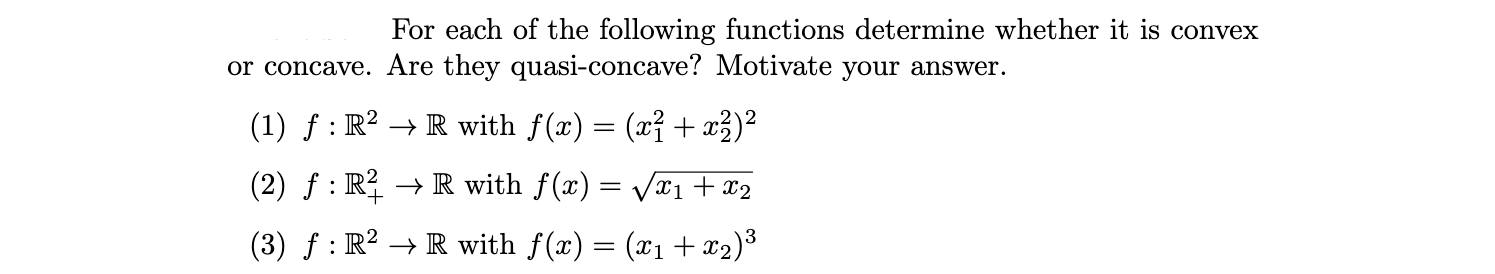 Solved For each of the following functions determine whether | Chegg.com