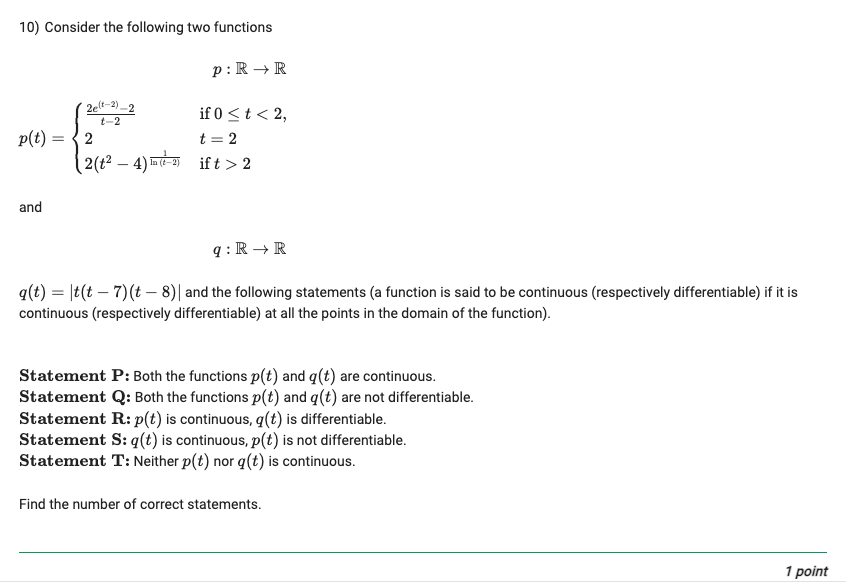10) Consider the following two functions p:R→R | Chegg.com