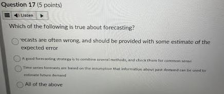 Solved Question 17 (5 ﻿points)Which of the following is true | Chegg.com