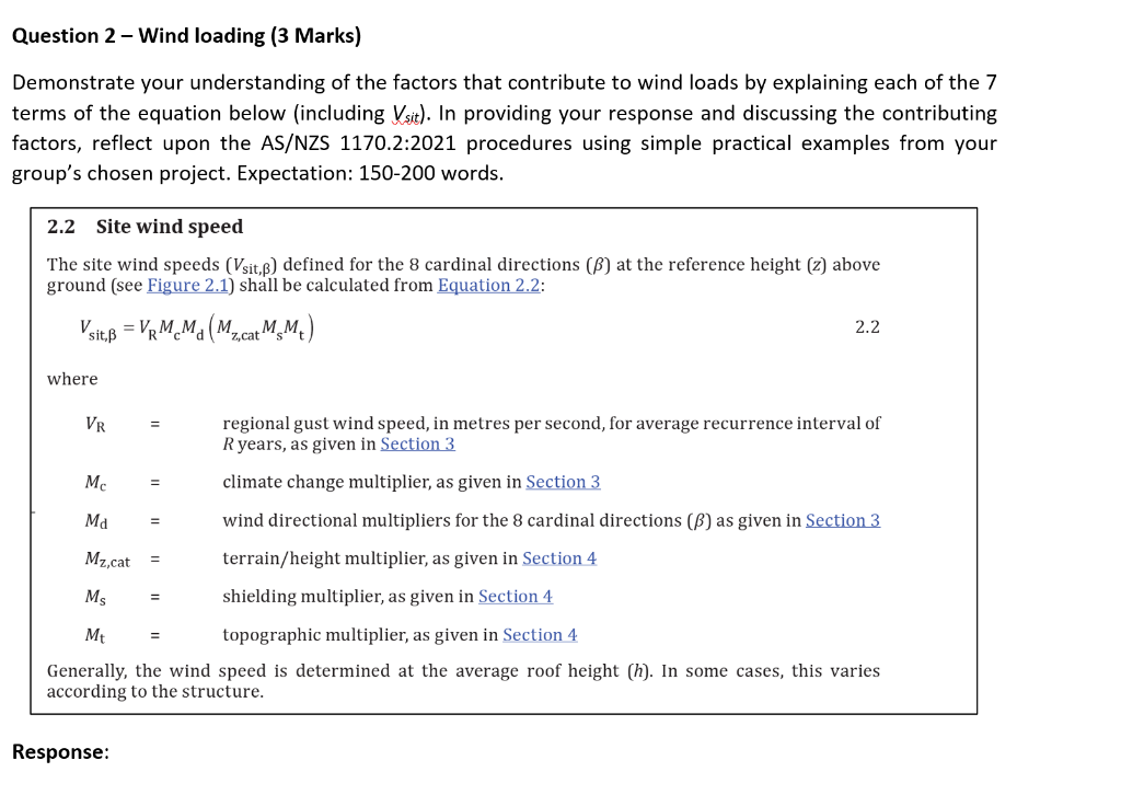 Solved Question 2 - Wind loading (3 Marks) Demonstrate your | Chegg.com