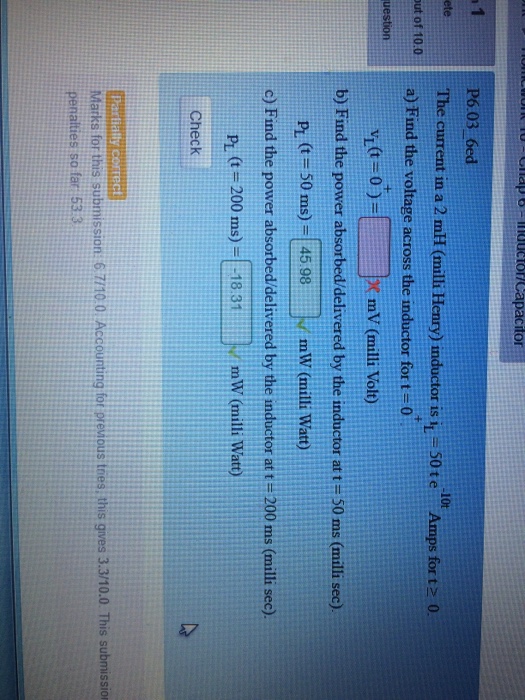 Solved The current in a 2 mH (milli Henry) inductor is i_L = | Chegg.com