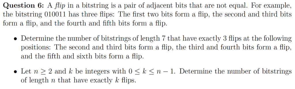 Solved A ip in a bitstring is a pair of adjacent bits that | Chegg.com