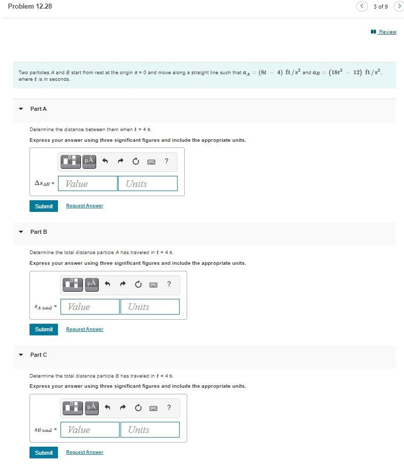 Solved Problem 12.28 3 of 9 A Review Two particles A and B | Chegg.com