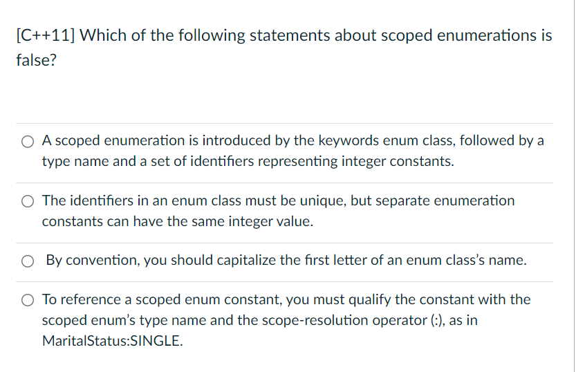 Solved [C++11] Which of the following statements about | Chegg.com