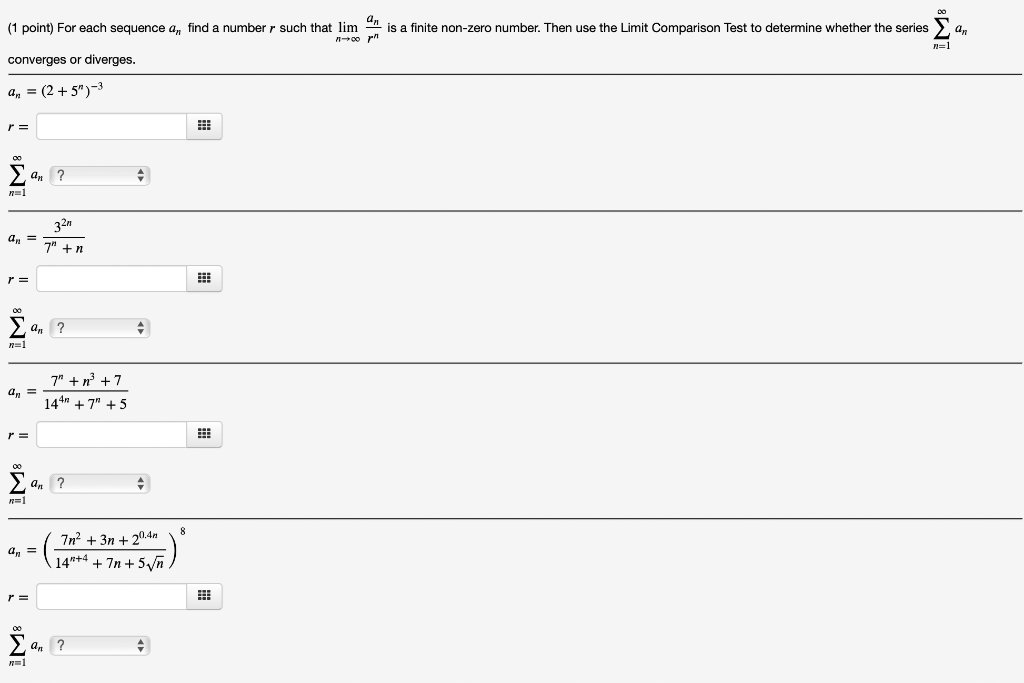 Solved (1 point) For each sequence an find a number r such | Chegg.com