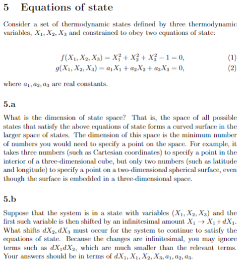 5 Equations of state Consider a set of thermodynamic | Chegg.com