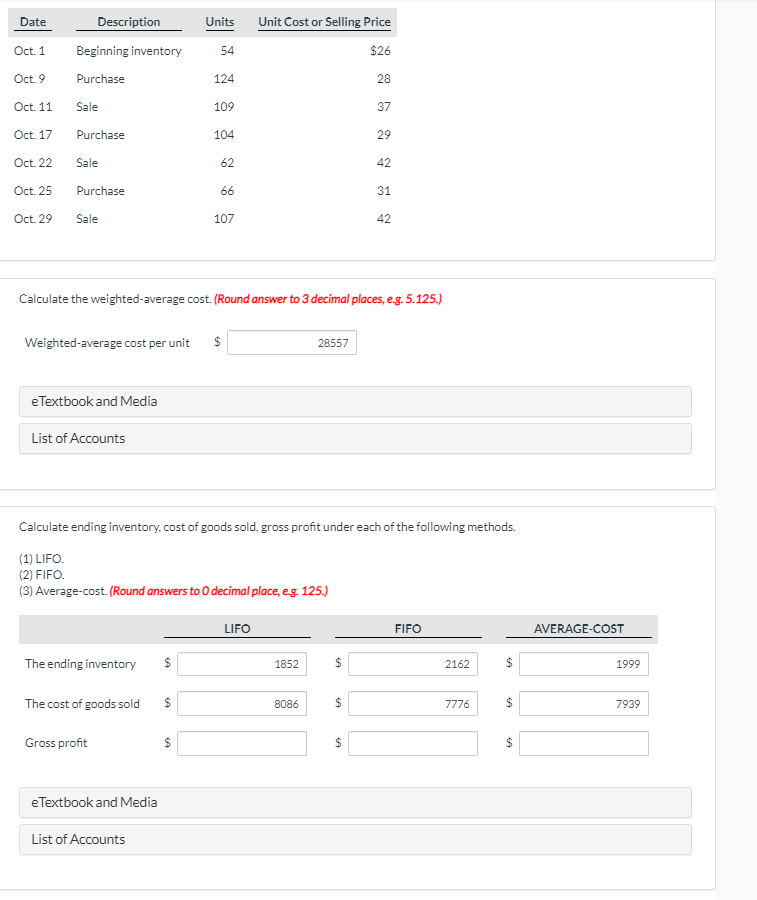 Solved Date Description Units Unit Cost or Selling Price | Chegg.com