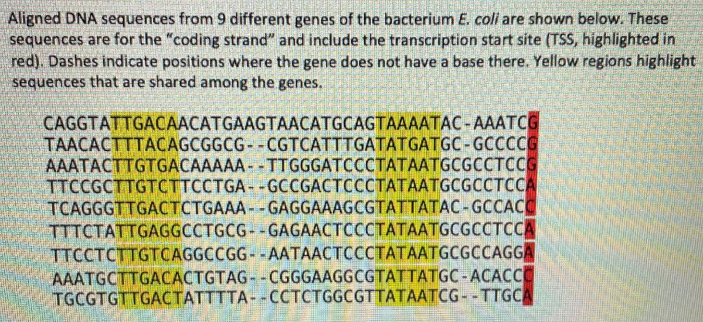 Solved a) Determine a consensus sequence for both yellow | Chegg.com