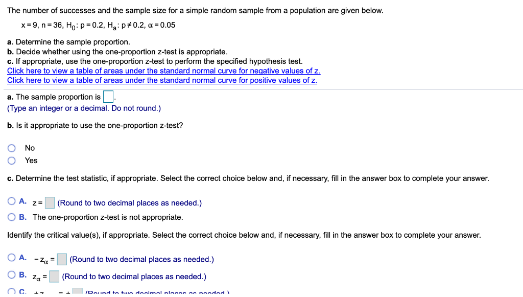 Solved The number of successes and the sample size for a | Chegg.com