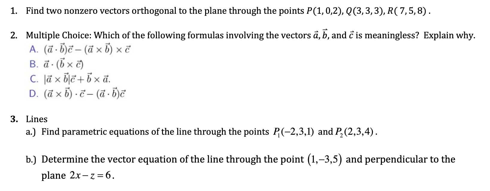 Solved 1. Find two nonzero vectors orthogonal to the plane | Chegg.com