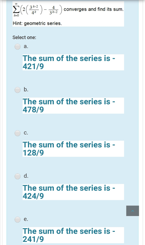Solved converges and find its sum. Hint: geometric series. | Chegg.com