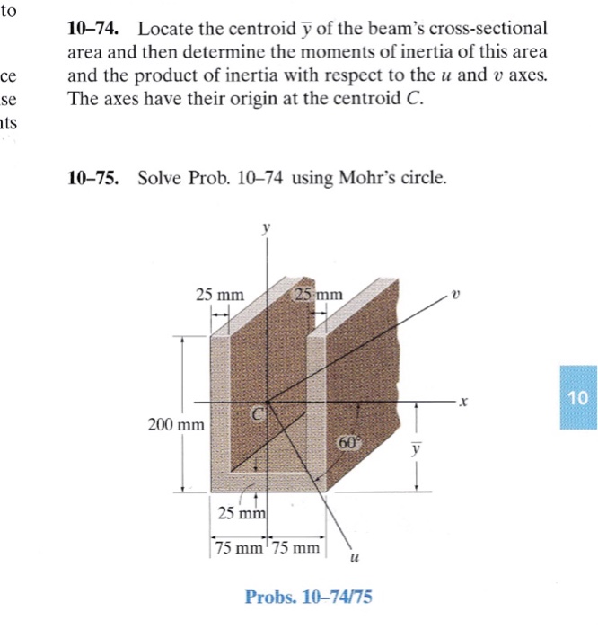 Solved to 10-74. Locate the centroid y of the beam's | Chegg.com