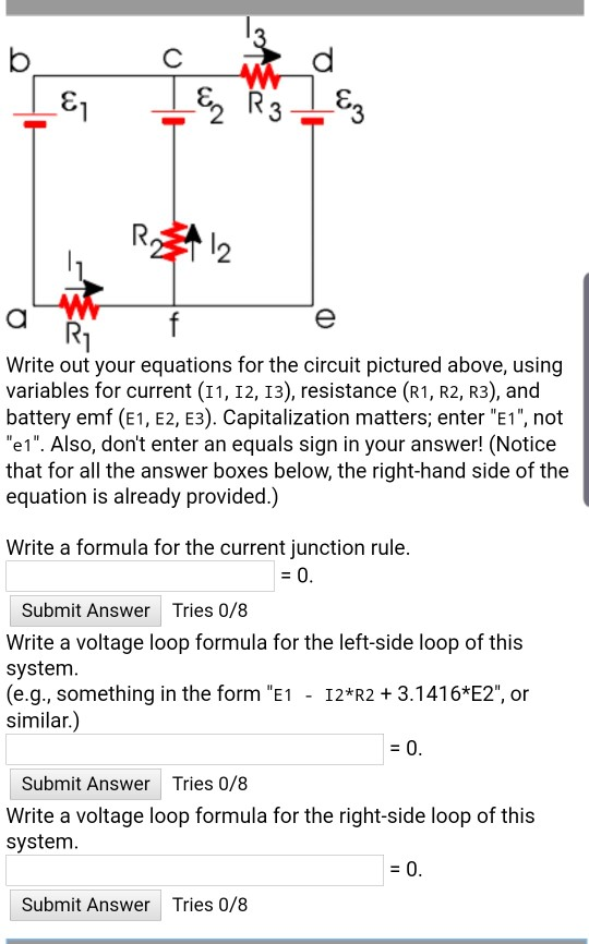 Solved b C ER3 2 Write out your equations for the circuit | Chegg.com