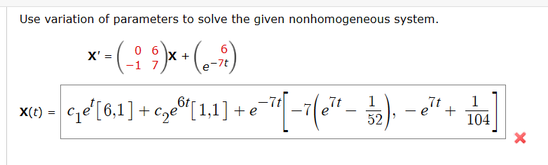 Solved Use variation of parameters to solve the given | Chegg.com