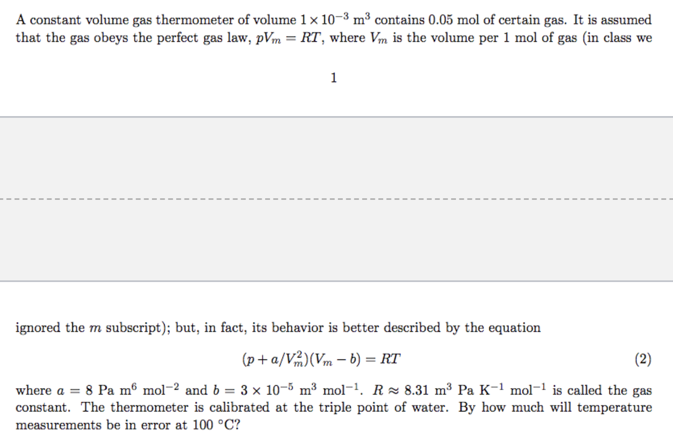 Solved A constant volume gas thermometer of volume 1 x 10-3 | Chegg.com
