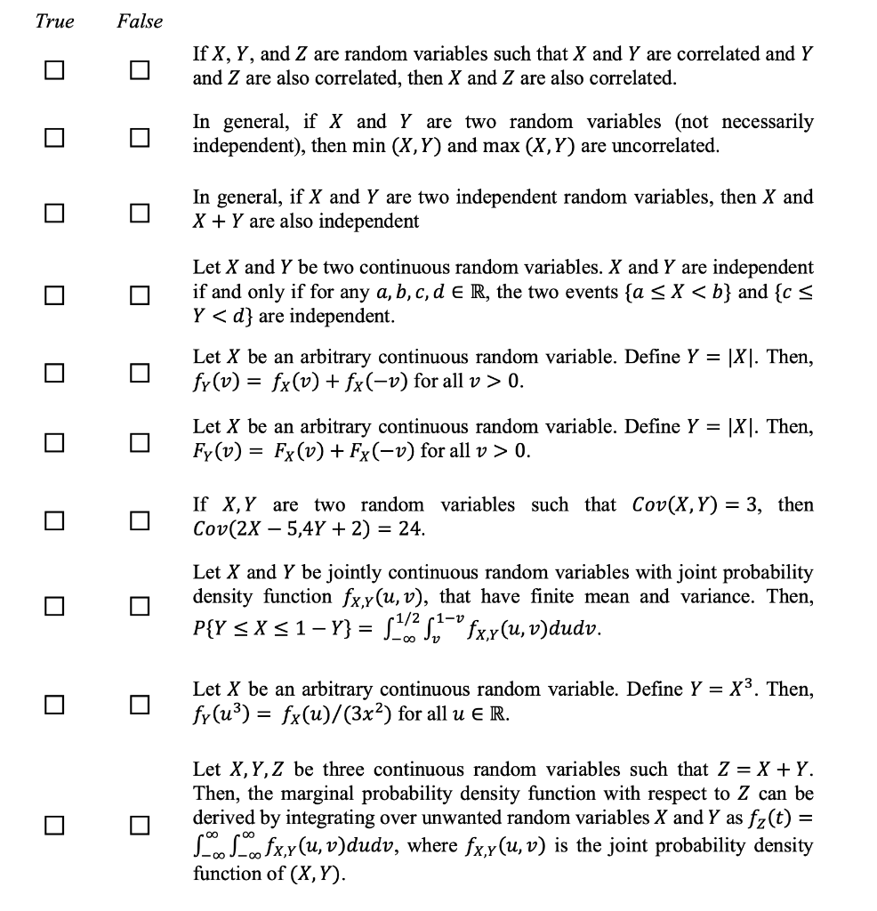 Solved True False If 𝑋, 𝑌, and 𝑍 are random variables | Chegg.com