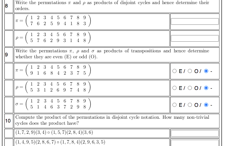 Solved Write the permutations pi and p as products of | Chegg.com