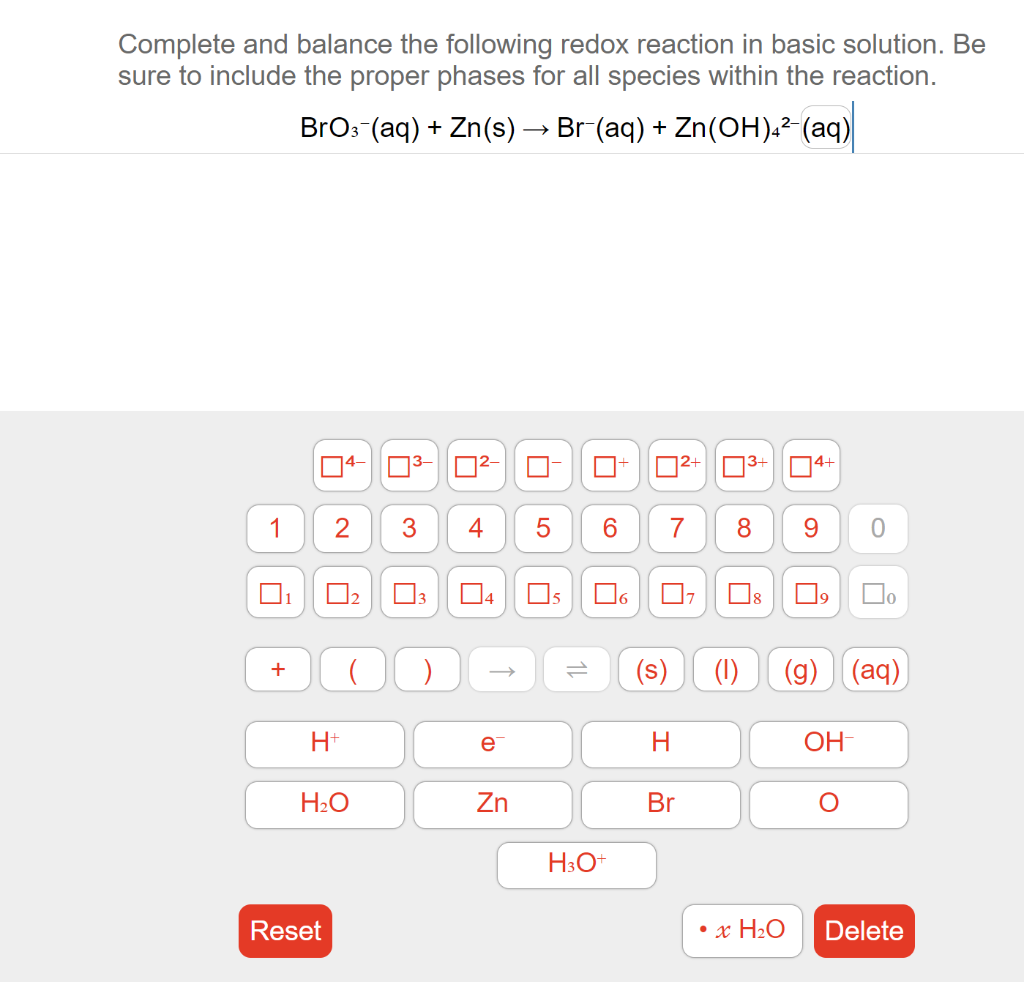 Solved Complete and balance the following redox reaction in | Chegg.com