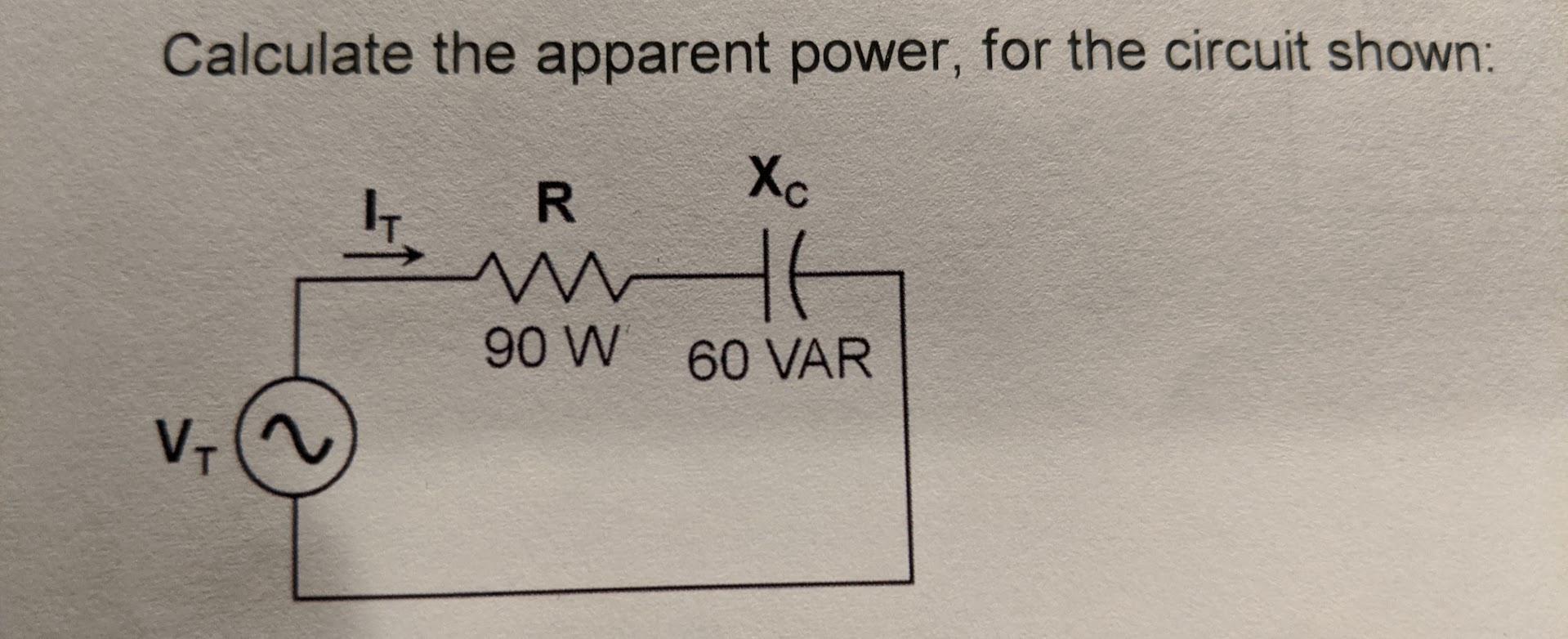 Solved Calculate the apparent power, for the circuit shown: | Chegg.com